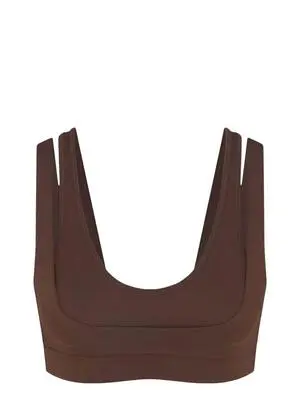 Nike X Skims Matte Double Strap Scoop Bra - Dark Sepia
