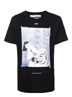 Off-White Cotton Short Sleeve Logo Normal Fit - Black