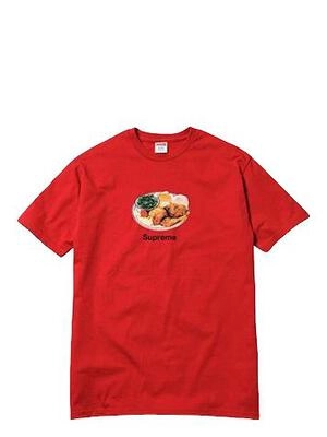 Supreme Ss18 Chicken Dinner Tee Food Printing Short Sleeve - Red