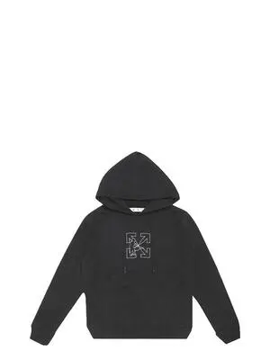 Off-White Embroidered Hooded Pullover - Black