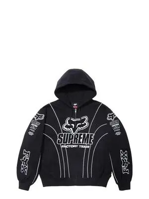 Supreme X Fox Racing Zip Up Hooded Sweatshirt - Black