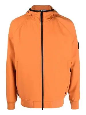 Stone Island Light Soft Shell-r Hooded Jacket - Orange