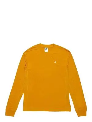 Nike Dri-fit Solid Color Outdoor Logo Embroidered Casual Round Neck Long Sleeves Orange T-shirt - Default Color
