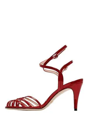 Gucci Draconia Patent Strappy Sandals - Red