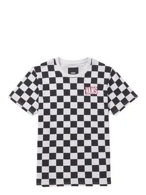 VANS Logo Grid Printing Colorblock Short Sleeve Couple Style - Black