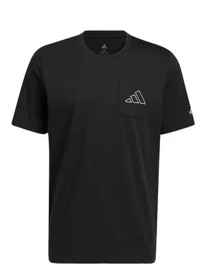 Adidas Logo Printing Solid Color Round Neck Pullover Short Sleeve Black T-shirt - Multi-color