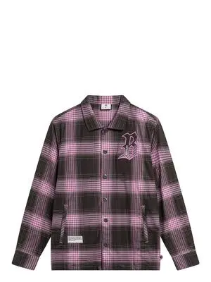 LI-NING X Mister Cartoon Badfive Graphic Plaid Shirt 'grey Pink - Grey/pink