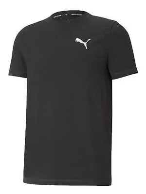 PUMA Solid Color Athleisure Casual Sports Breathable Round Neck Short Sleeve - Black