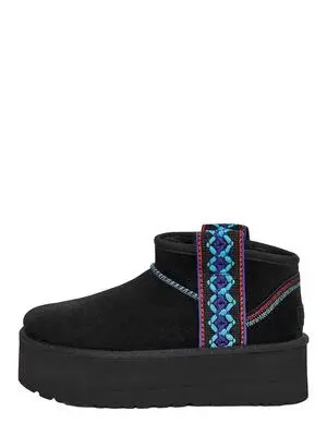 UGG Classic Ultra Mini Braid Platform Boots - Black
