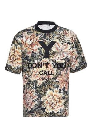 Adidas Y-3 Yohji Yamamoto Floral Print Crewneck T-shirt - Tan