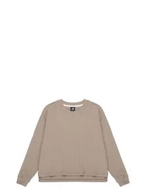 NEW BALANCE Casual Rib-knit Long Sleeve Top - Brown