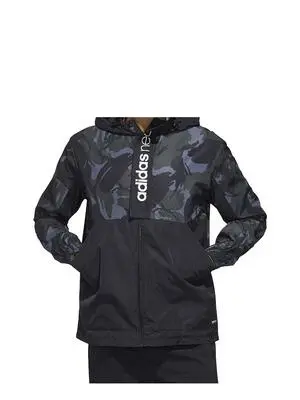Adidas Hooded Track Jacket With Camouflage Print - Black