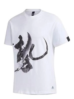 Adidas Sports Round Neck Short Sleeve 'wuji Story - White