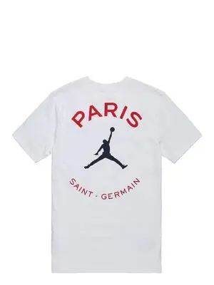 JORDAN Paris Saint-germain Logo Printing Sports Round Neck Short Sleeve - White