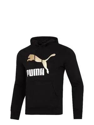 PUMA Classics Metallic Logo Hooded Sweatshirt - Black