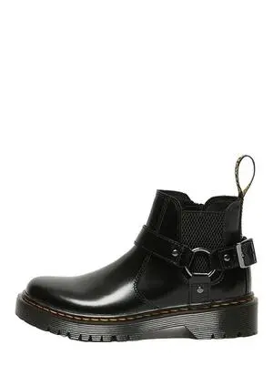 Dr. Martens Polished Smooth Leather Buckle Ankle Boots - Black