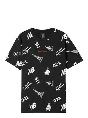 NEW BALANCE Printed Short Sleeve T-shirt - Black