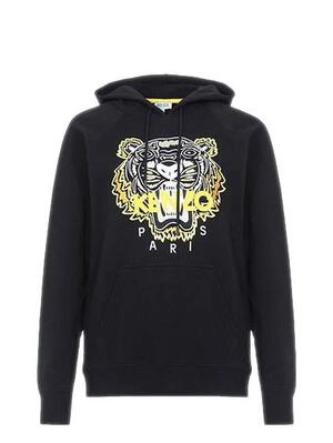 Kenzo Tiger Head Embroidered Hoodie - Black