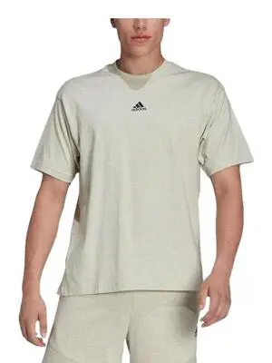 Adidas Solid Color Minimalistic Logo Printing Round Neck Casual Short Sleeve Green - Default Color