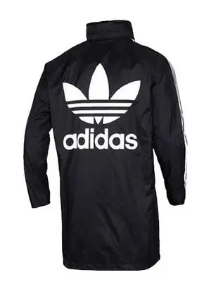 Adidas Originals Back Logo Printed Hooded Casual Windbreaker - Black