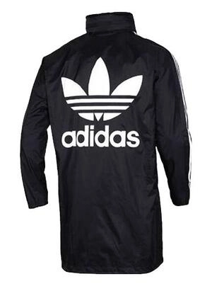 Adidas Originals Hooded Printed Long Windbreaker - Black