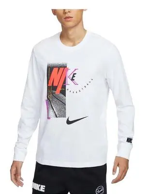 Nike Long Sleeve Basketball Graphic T-shirt - White