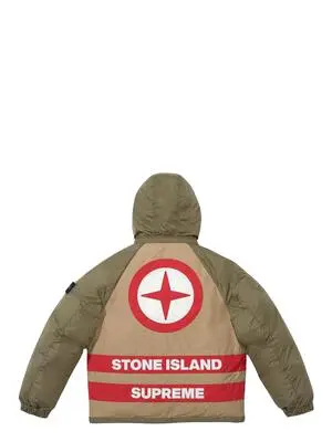 Supreme X Stone Island Reversible Down Puffer Jacket - Olive Green