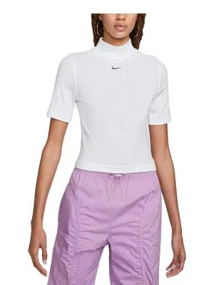 NIKE Nike Sportswear Essentials Ribbed Turtleneck Short Sleeve Top