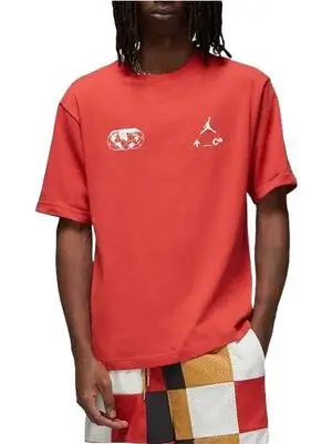 JORDAN Round Neck Pullover Brand Pattern Alphabet Short Sleeve T-shirt Clay Red - Default Colorway