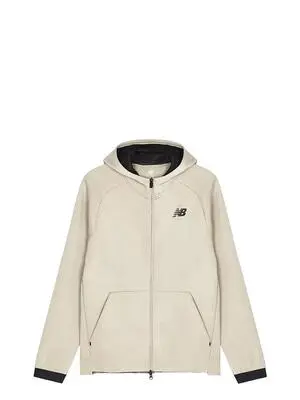 NEW BALANCE Logo Sportswear Tech Fleece Hooded Jacket - Cream White/black