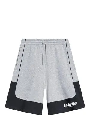 LI-NING Graphic Color Block Shorts - Grey/navy