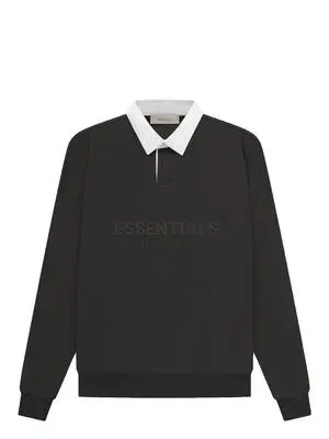 Fear Of God Ss23 Waffle Long Sleeve Polo Shirt 'off - Black
