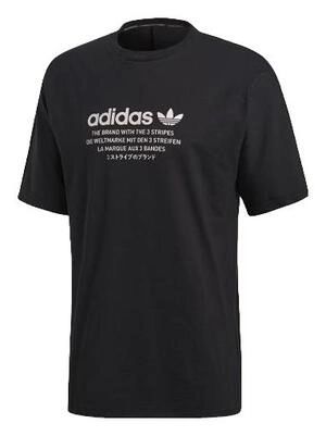 Adidas Originals Athleisure Casual Sports Printing Logo Alphabet Round Neck Short Sleeve - Black
