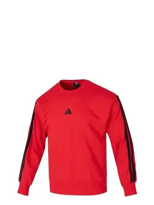 Adidas Essentials 3 Stripes Long Sleeve Crewneck T-shirt - Red/black