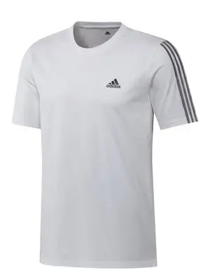 Adidas Solid Color Stripe Logo Printing Short Sleeve White - Multi-color