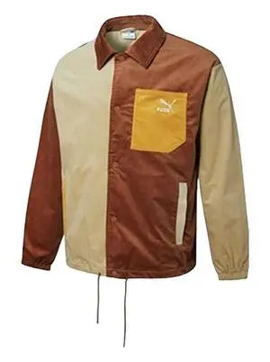 PUMA Corduroy Splicing Woven Logo Sports Jacket - Tan