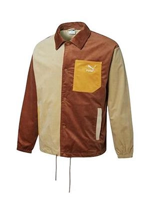 PUMA Corduroy Splicing Woven Logo Sports Jacket - Tan