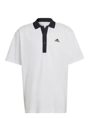 ADIDAS Adidas Logo Printing Colorblock Short Sleeve White Polo Shirt