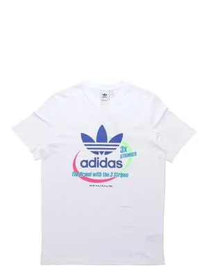 Adidas Originals Sports Printing Logo Pattern Round Neck Short Sleeve - White