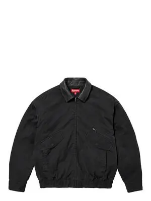 Supreme Leather Collar Utility Jacket - Black