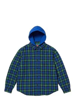 Supreme Tartan Flannel Hooded Shirt - Blue