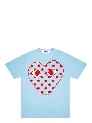 Play Comme Des Garcon Kawakubo Rei Red Love Printing Short Sleeve - Blue
