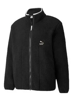 PUMA Retro Logo Lamb's Wool Stand Collar Jacket - Black