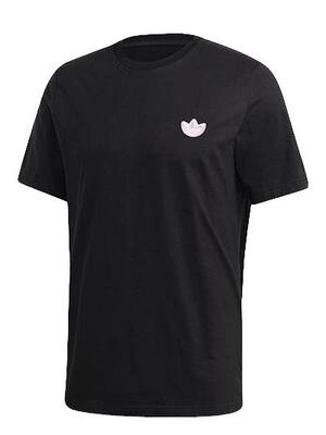 Adidas Originals Logo Ss Tee Solid Color Sports Round Neck Short Sleeve - Black