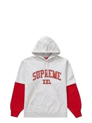 Supreme Layered Hooded Sweatshirt - Grey/red