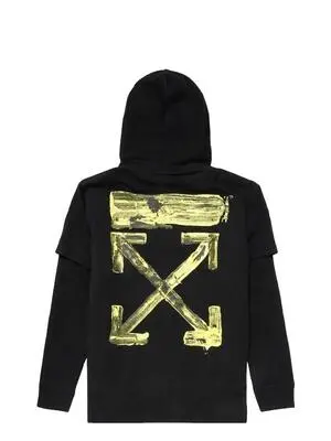 Off-White Arrow Print Drawstring Hoodie - Black