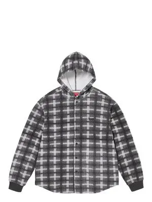 Supreme Hooded Plaid Knit Shirt Jacket - Black