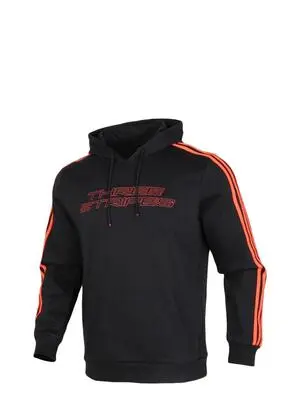 Adidas Fleece Lined Pullover Hoodie With Logo Printing - Black