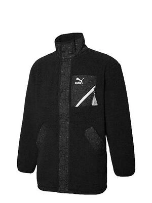 PUMA Paisley Imitation Lamb Wool Stand-up Collar Jacket - Black
