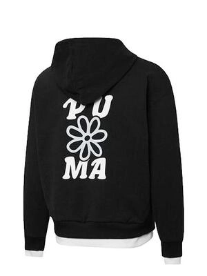 PUMA Layered Printed Hoodie - Black